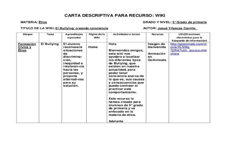 Carta Descriptiva – Modelos para cartas